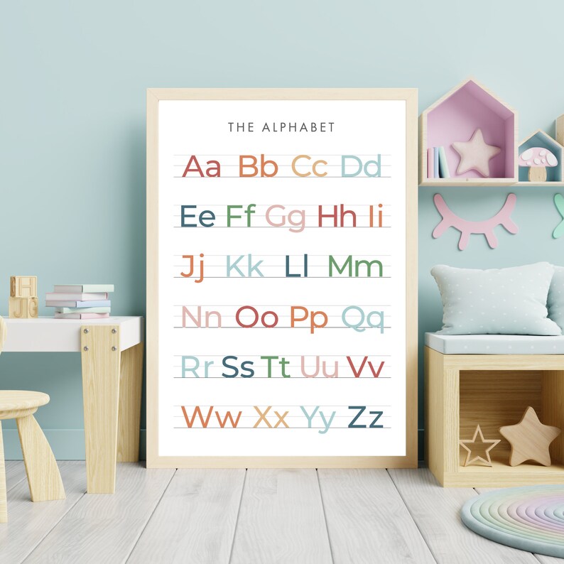 ALPHABET Poster, Rainbow Letters, DIGITAL Download, Printable Kids ...