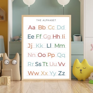 ALPHABET Poster, Rainbow Letters, DIGITAL Download, Printable Kids ...