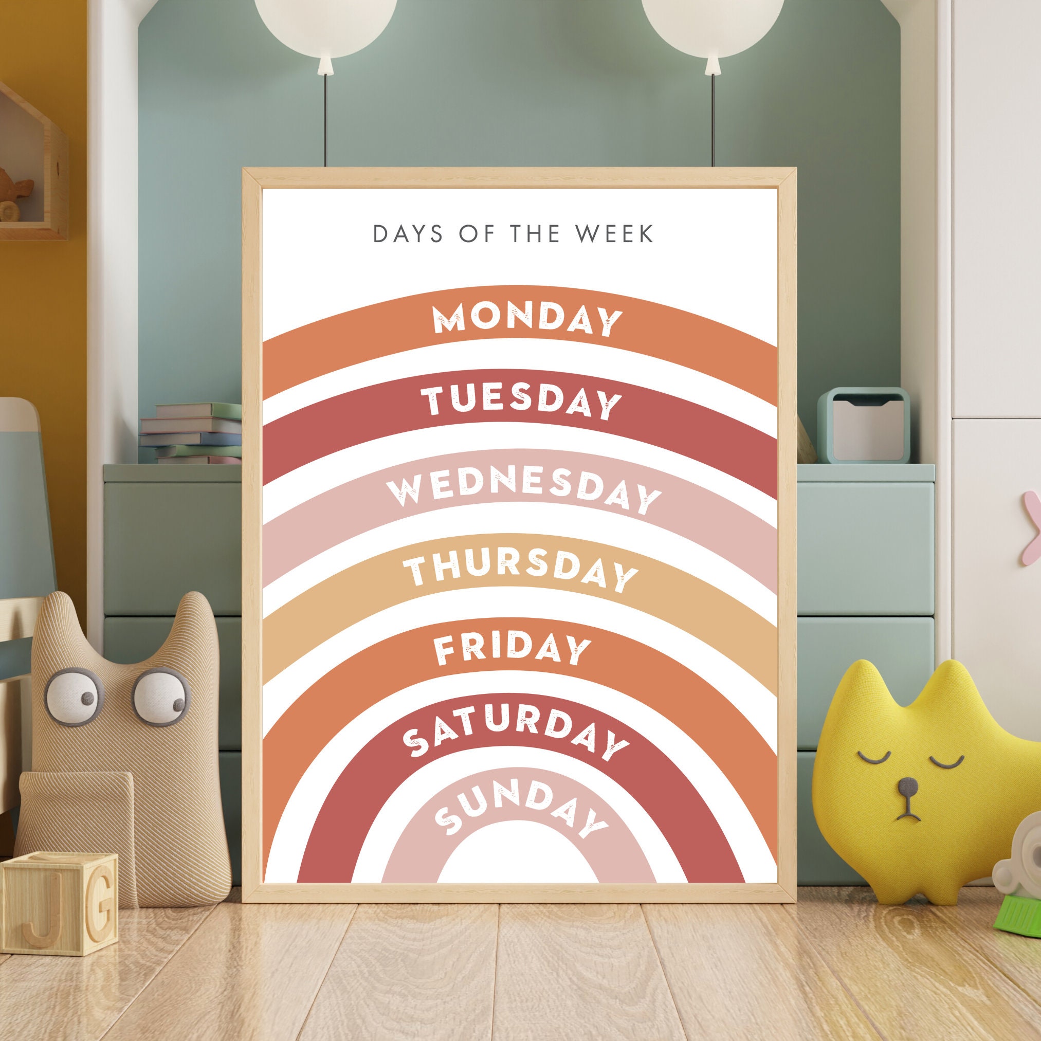 DAYS of the Week, Digital DOWNLOAD, Boho Classroom Decor, Nursery Decor ...
