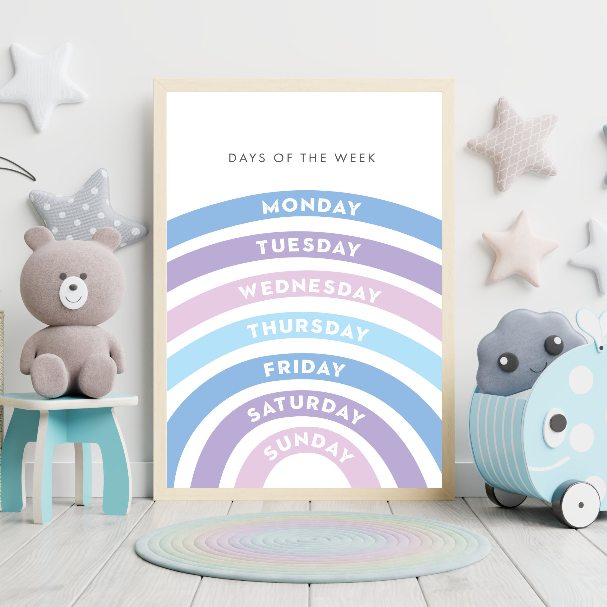 DAYS of the Week, Digital DOWNLOAD, Pastel Classroom Decor, Nursery ...