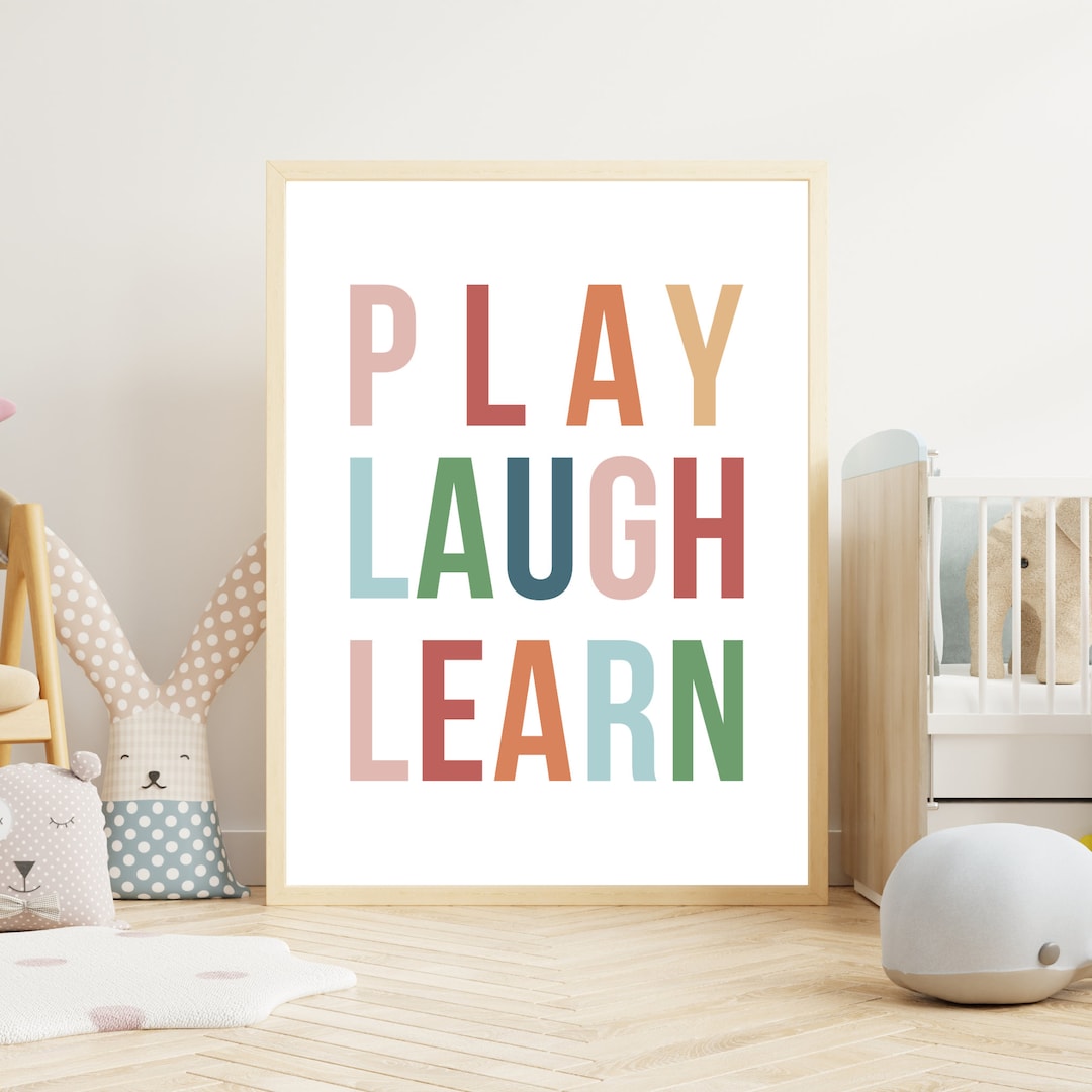 PLAY Laugh Learn Poster, Digital Download, Kids Room, School Poster ...