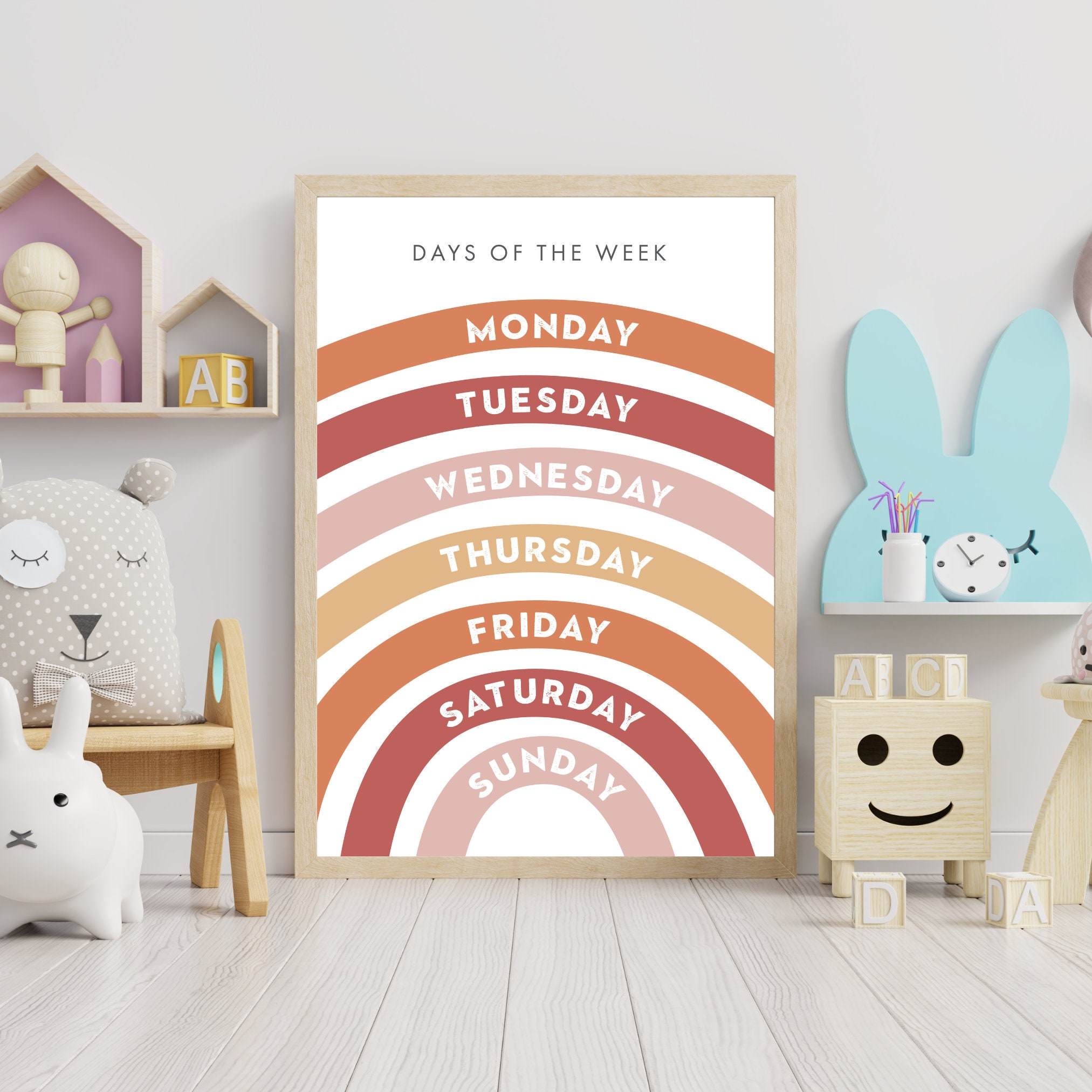 DAYS of the Week, Digital DOWNLOAD, Boho Classroom Decor, Nursery Decor ...