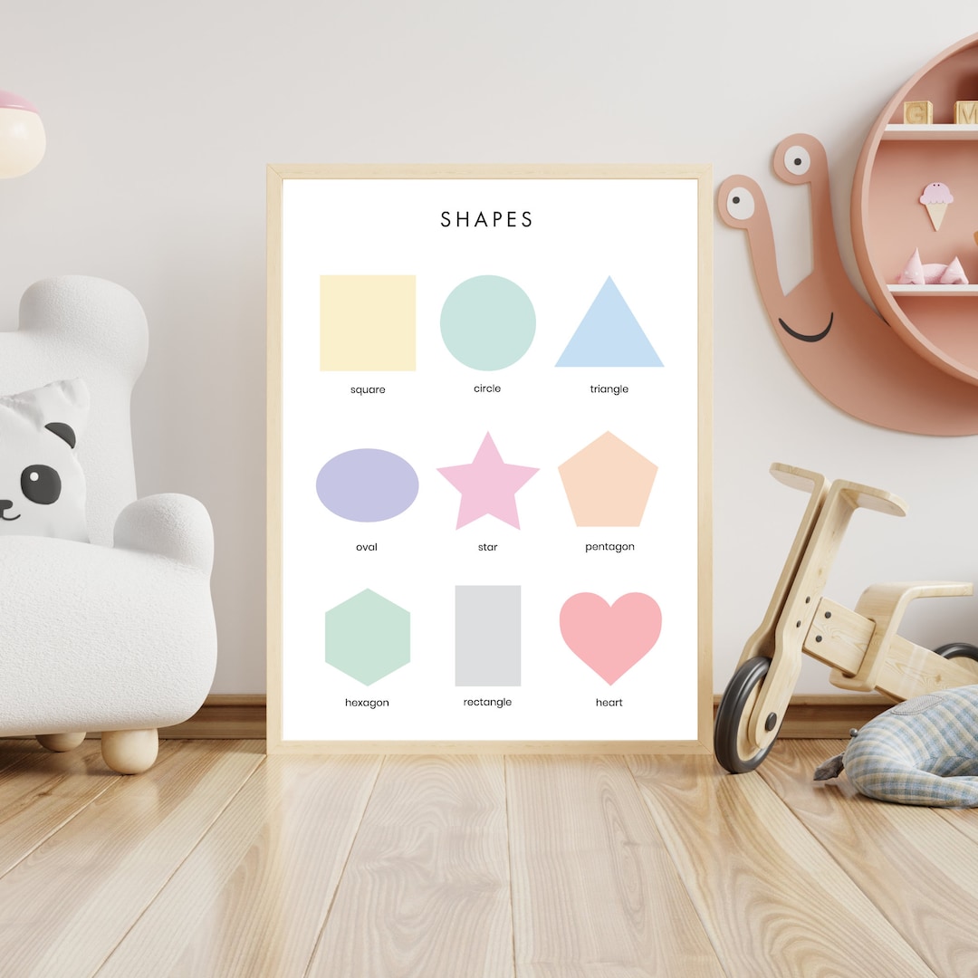 PASTEL Shapes Poster, Learning SHAPES, DIGITAL Download, Rainbow Shapes ...