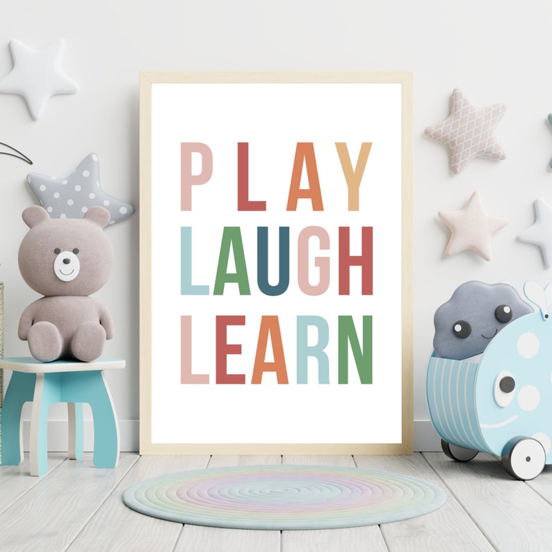 PLAY Laugh Learn Poster, Digital Download, Kids Room, School Poster ...