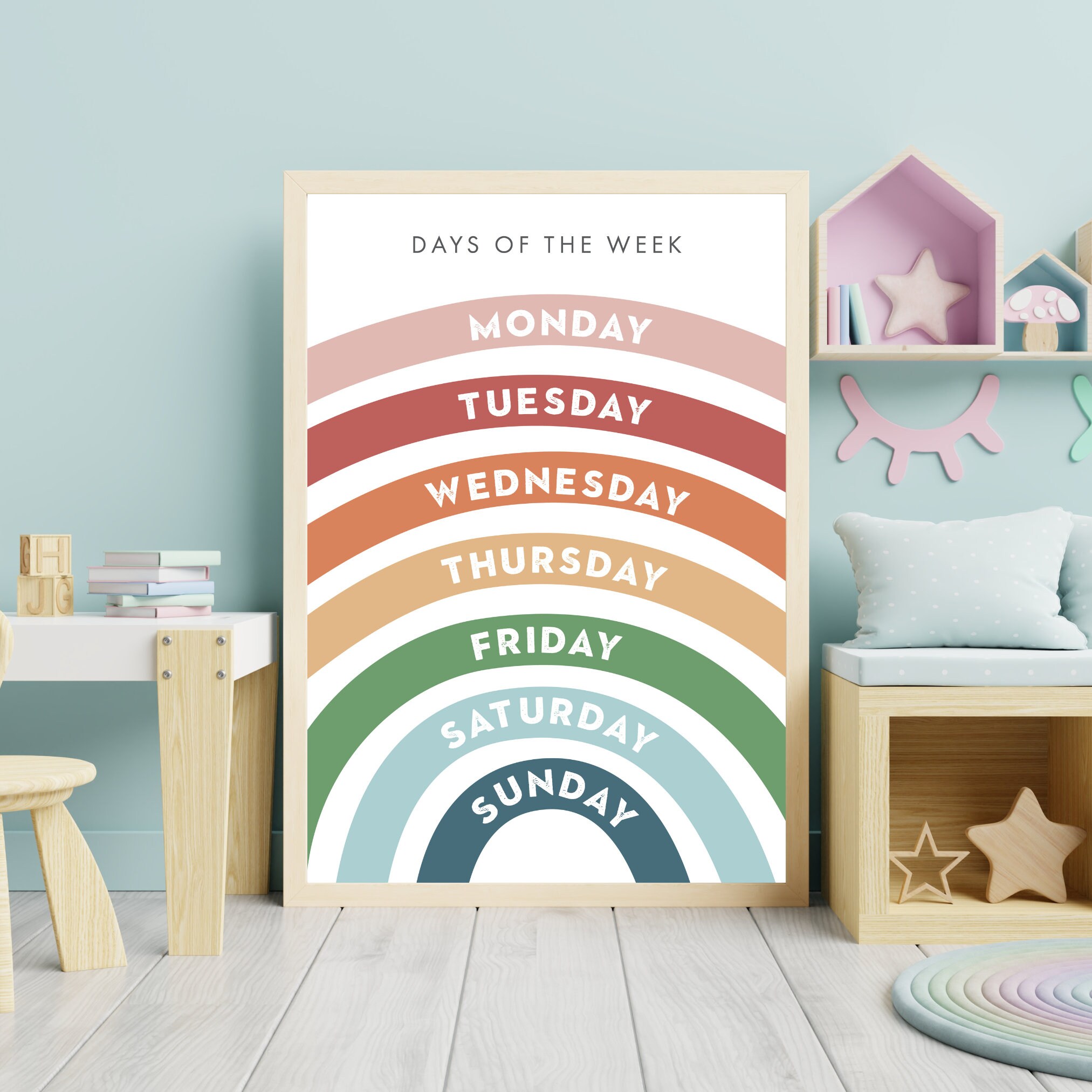 DAYS of the Week, Digital DOWNLOAD, Rainbow Classroom Decor, Nursery ...