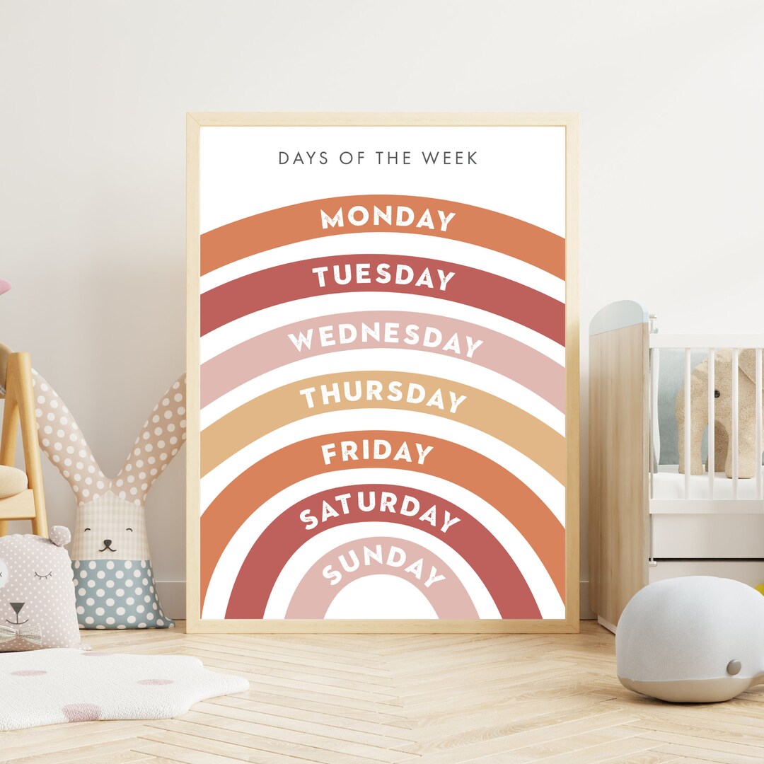 DAYS of the Week, Digital DOWNLOAD, Boho Classroom Decor, Nursery Decor ...