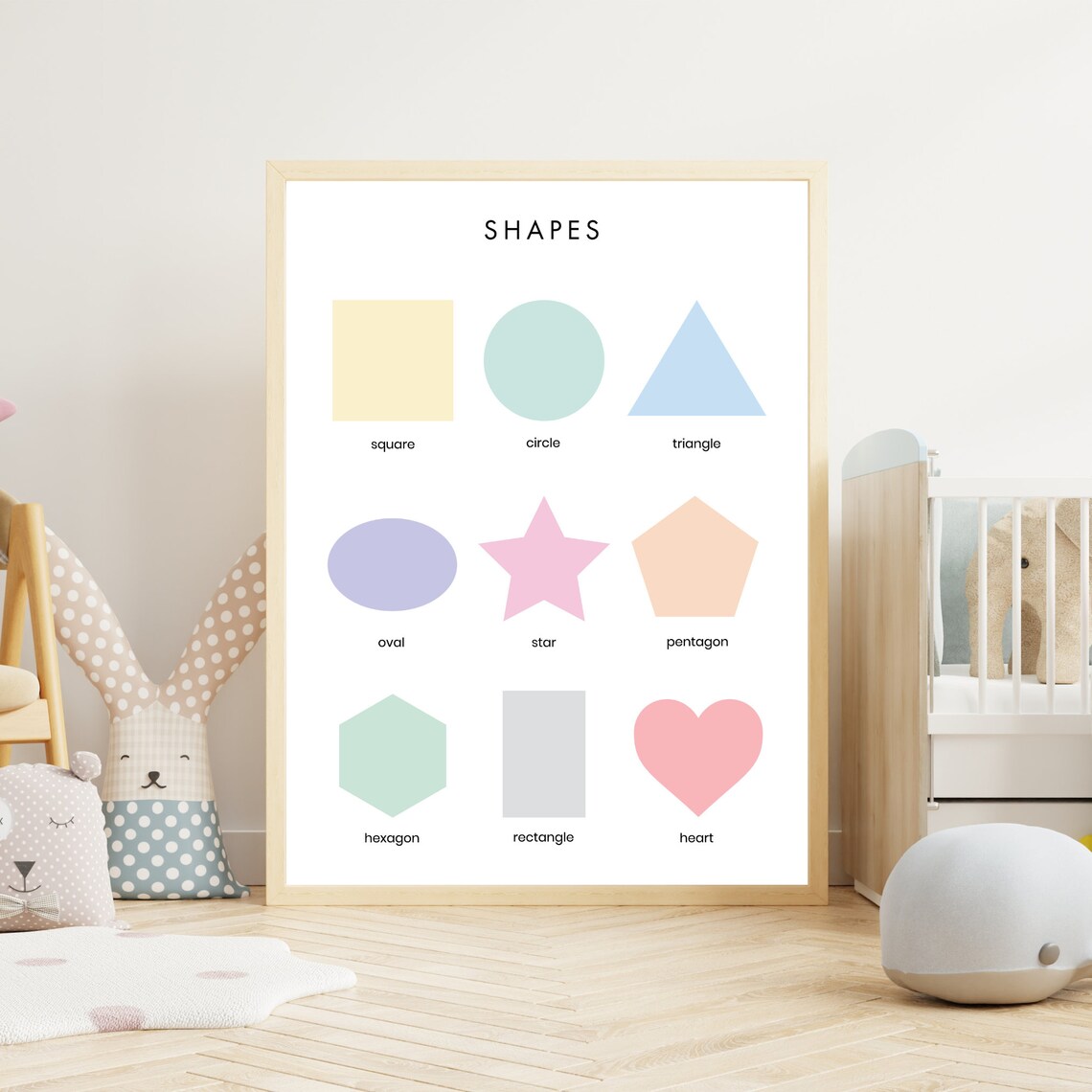 PASTEL Shapes Poster, Learning SHAPES, DIGITAL Download, Rainbow Shapes ...