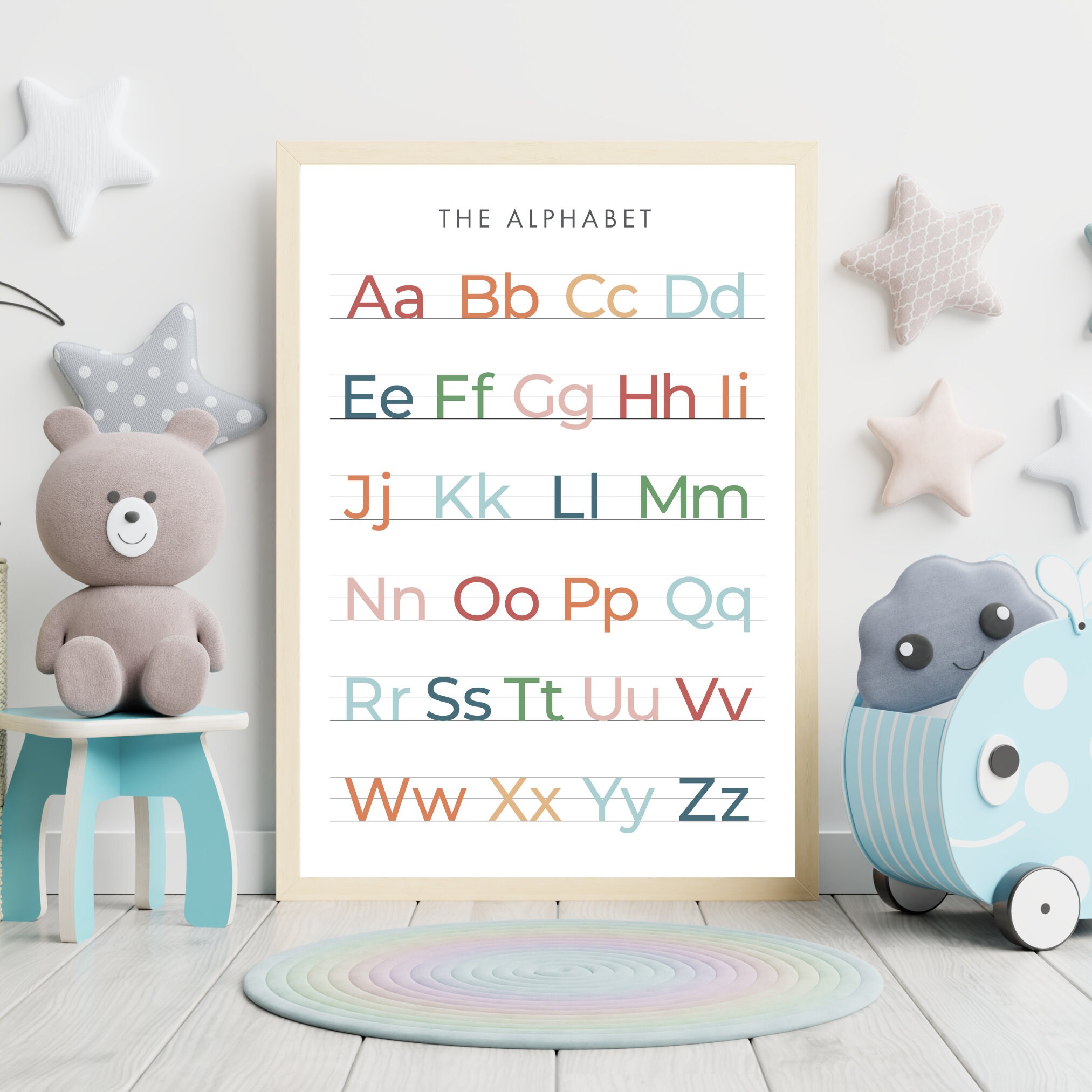 ALPHABET Poster, Rainbow Letters, DIGITAL Download, Printable Kids ...