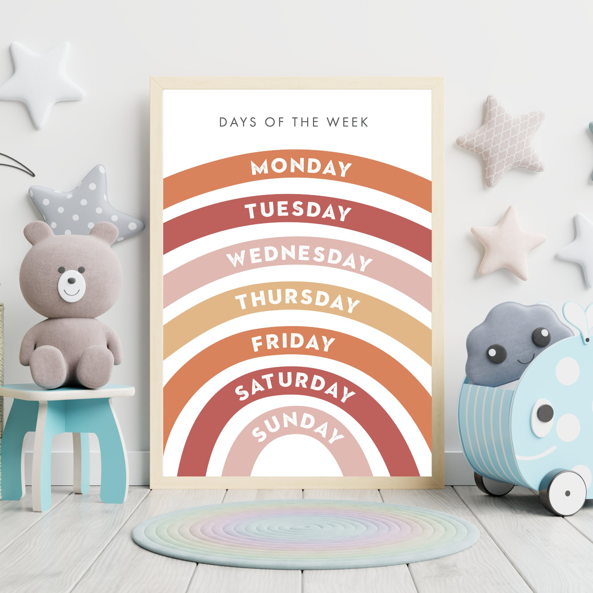 DAYS of the Week, Digital DOWNLOAD, Boho Classroom Decor, Nursery Decor ...