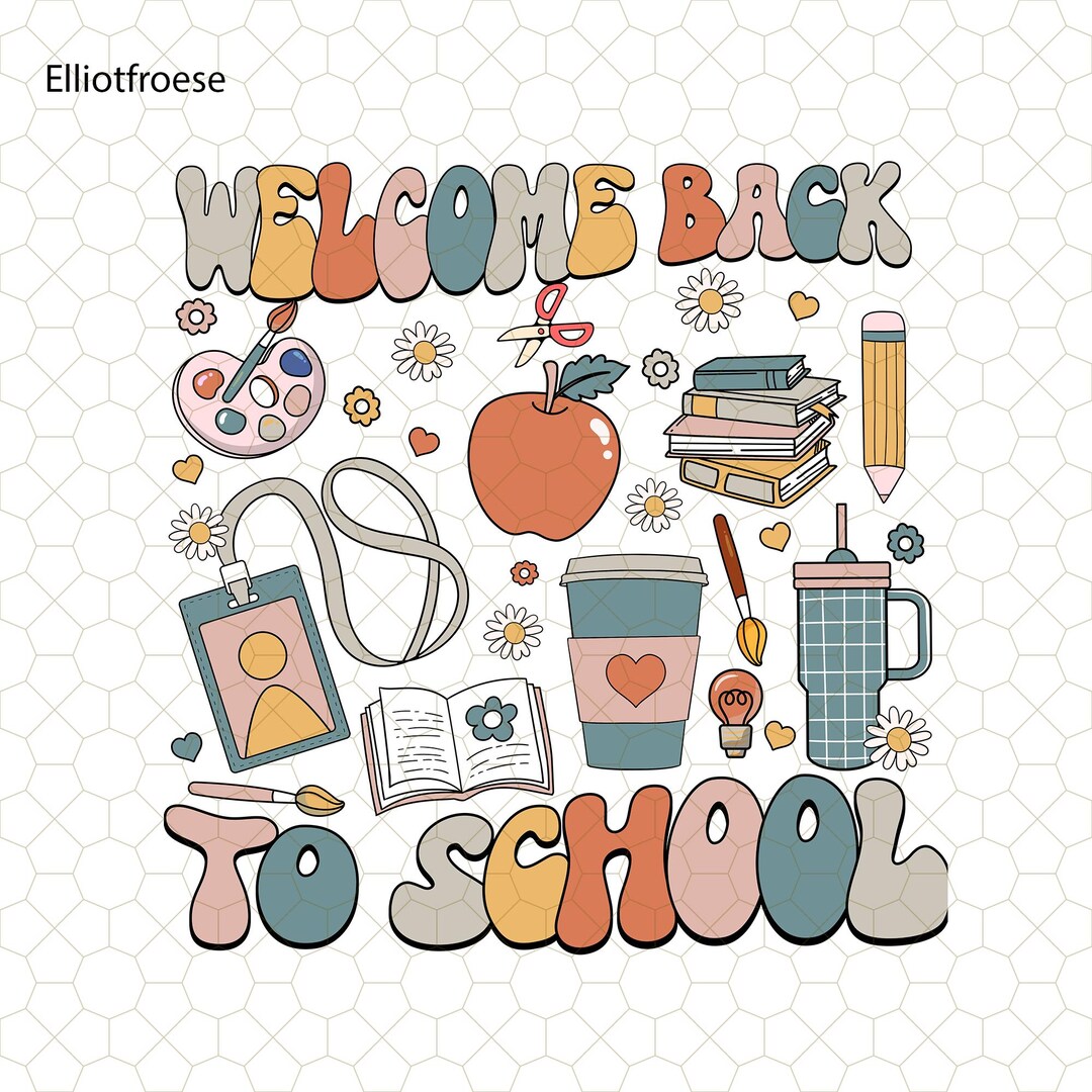 Retro Groovy Welcome Back to School Png, First Day of School Png, Happy ...