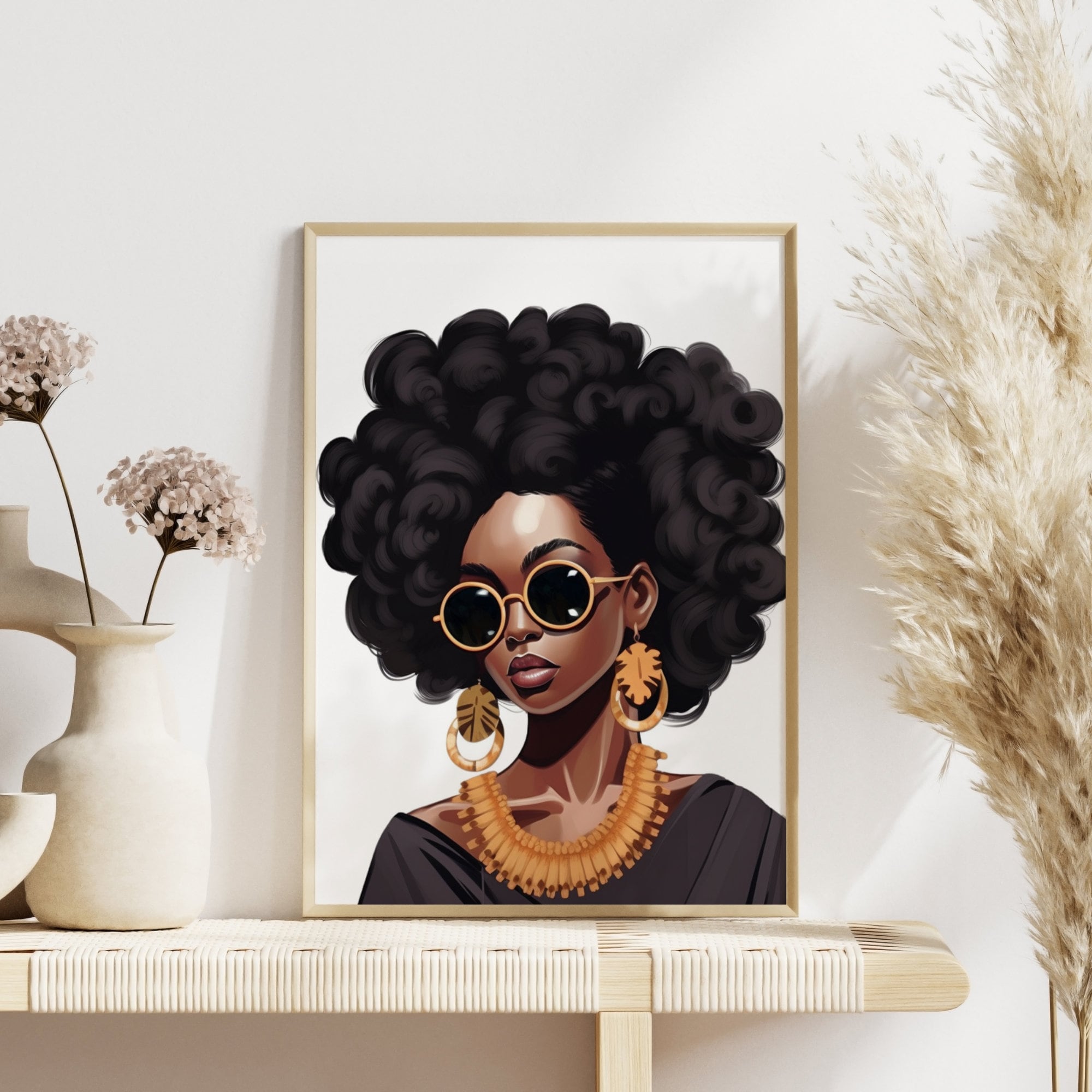 Printable Black Art | 3 Set Poster | Digital Print | Afro Girl Wall Art ...