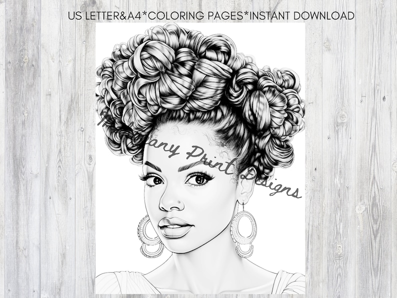 20 Portraits of Black Women, Holiday Glam, Coloring Book for Adults ...
