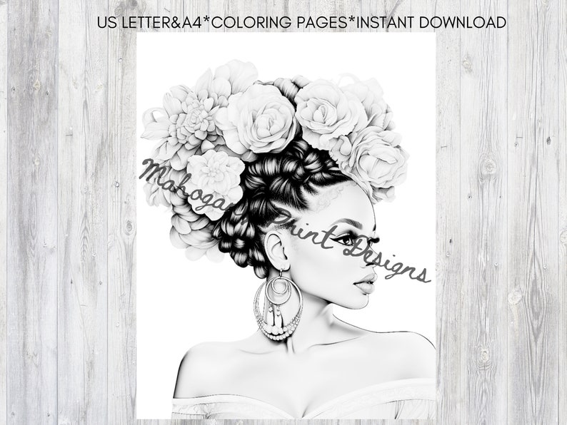 20 Portraits of Black Women, Holiday Glam, Coloring Book for Adults ...