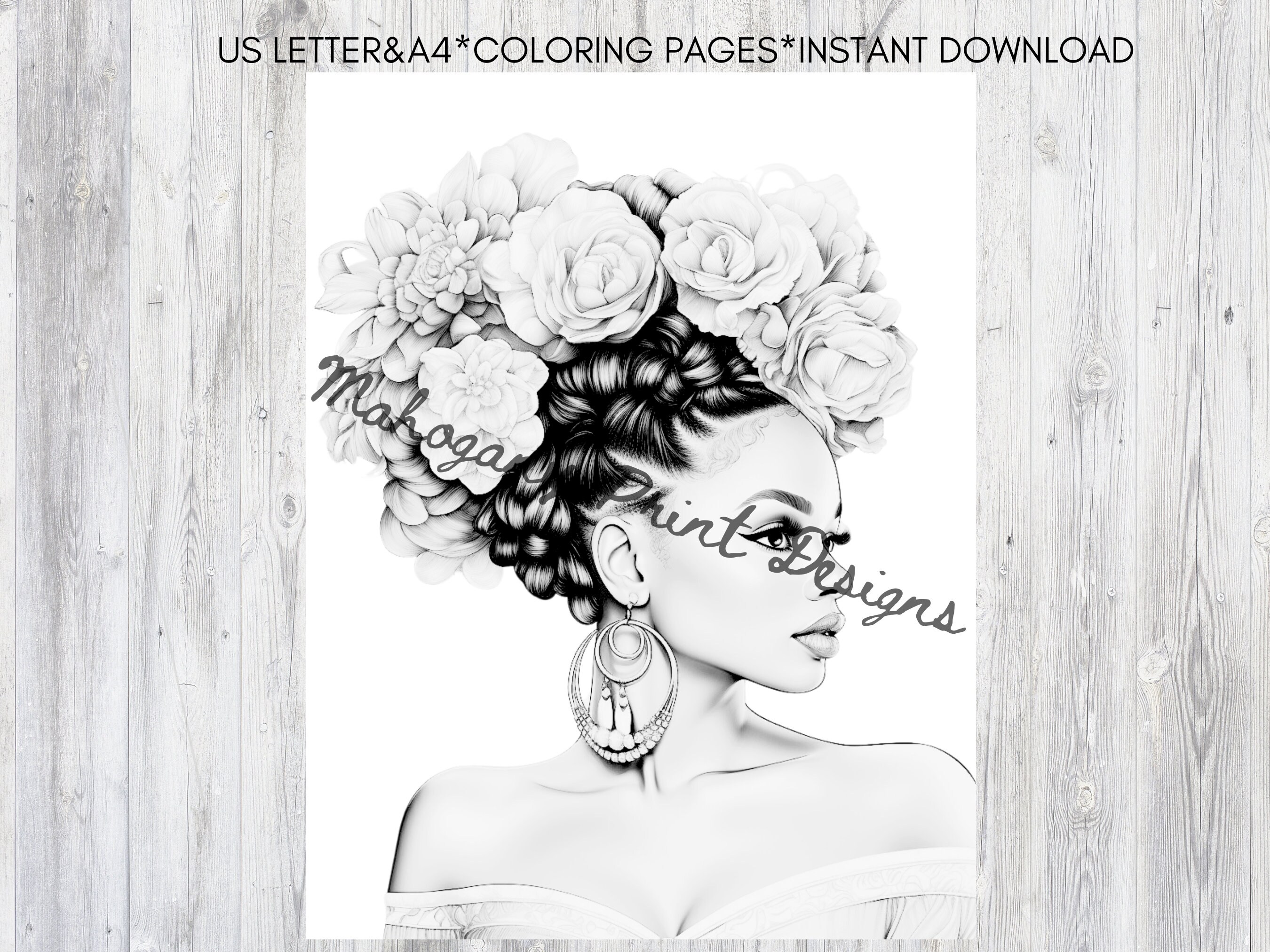 20 Portraits of Black Women, Holiday Glam, Coloring Book for Adults ...
