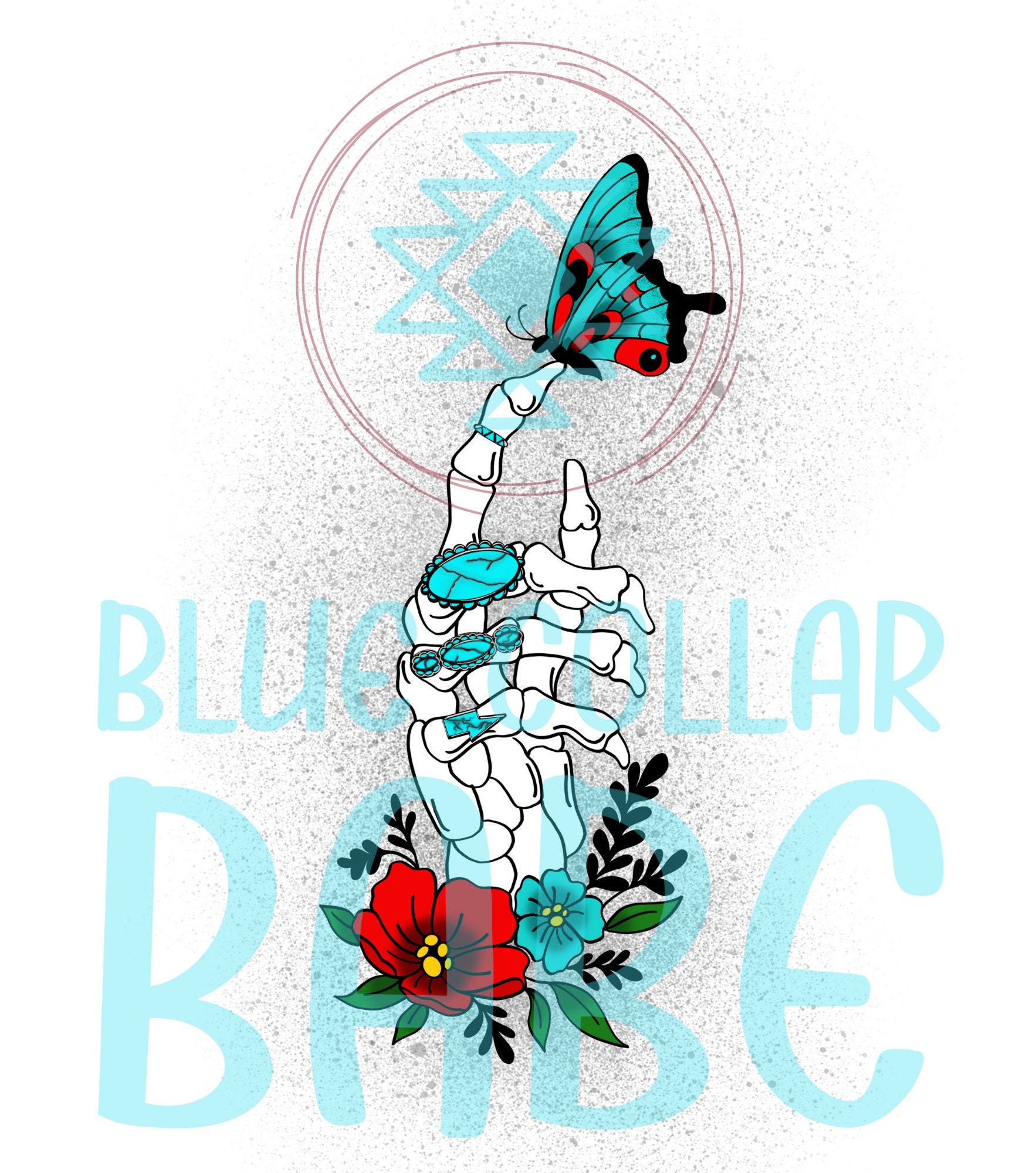 Skeleton Hand Turquoise Butterfly PNG Digital Download Western Digital ...