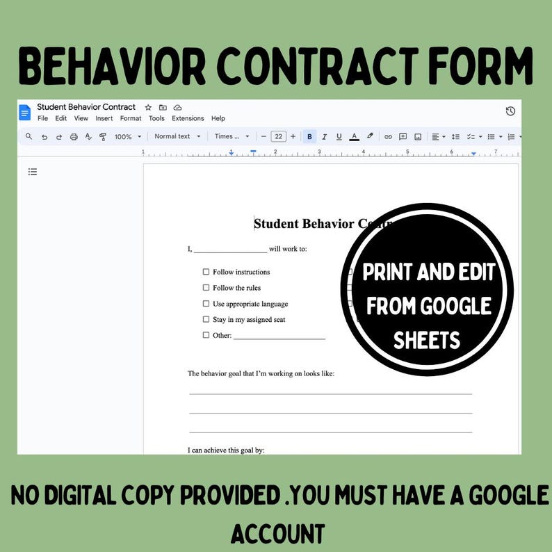 Behavior Chain Template, Behavior Management Printable, Digital ...
