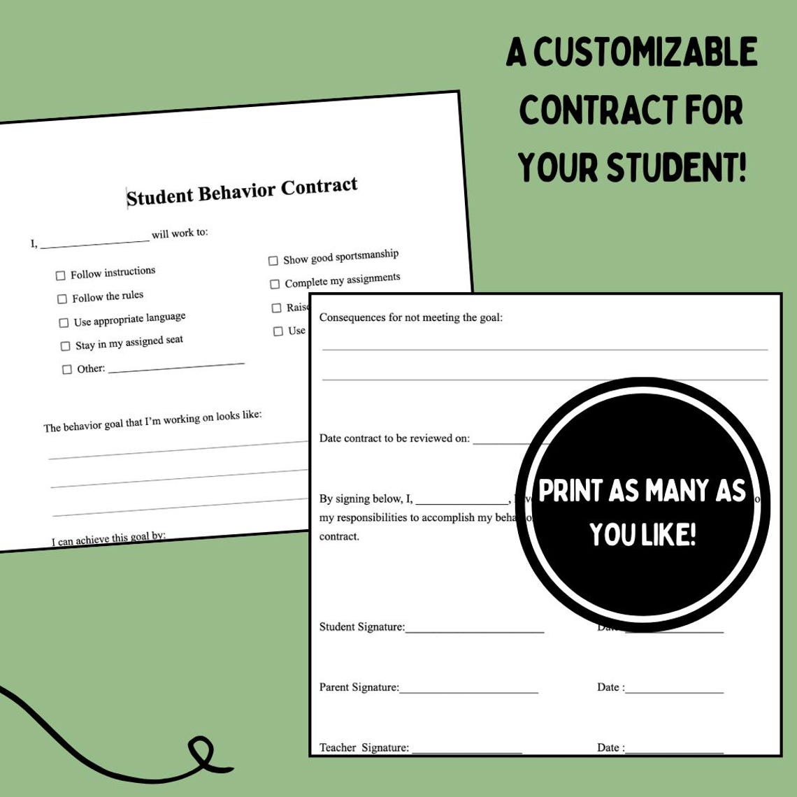 Behavior Chain Template, Behavior Management Printable, Digital ...