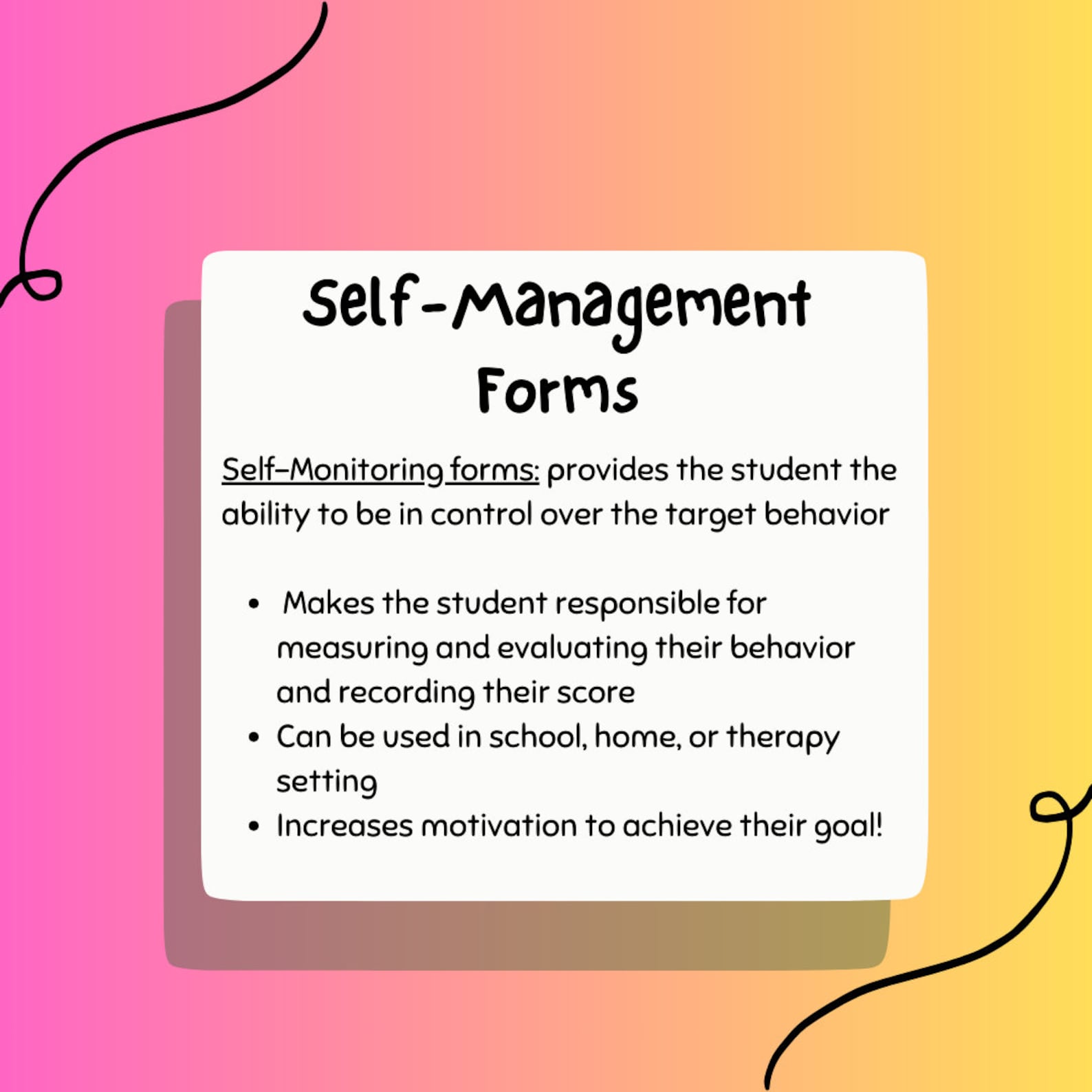 Self Management Forms Self Monitoring Form Self Evaluation Form Self ...
