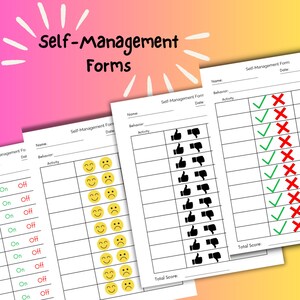 Self Management Forms Self Monitoring Form Self Evaluation Form Self ...
