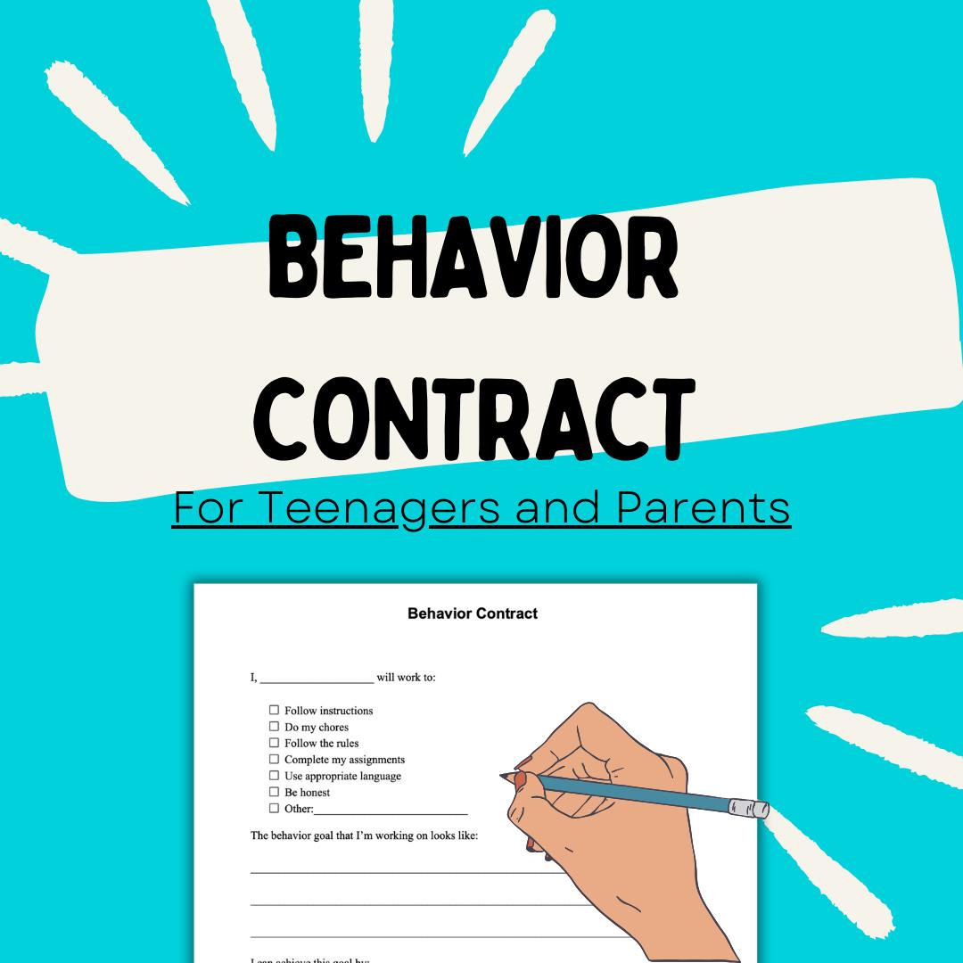 Aba Therapy Behavior Contract, Digital Behavior Contract, Teen ABA ...