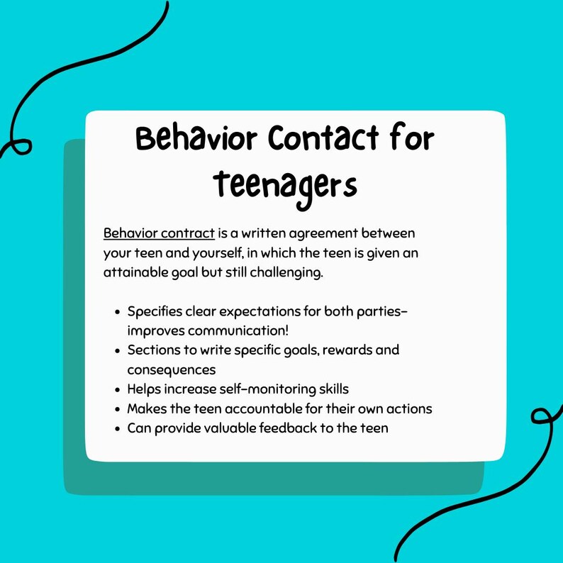 Aba Therapy Behavior Contract, Digital Behavior Contract, Teen ABA ...