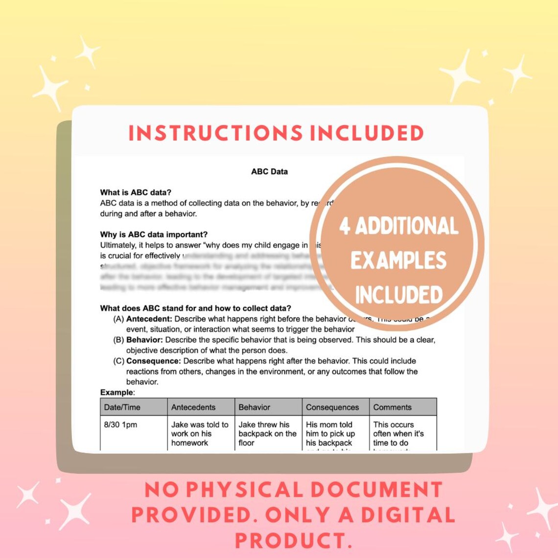 ABA Therapy Data Sheets, ABC Data Sheets, Behavior Tracking Sheets, ABA ...