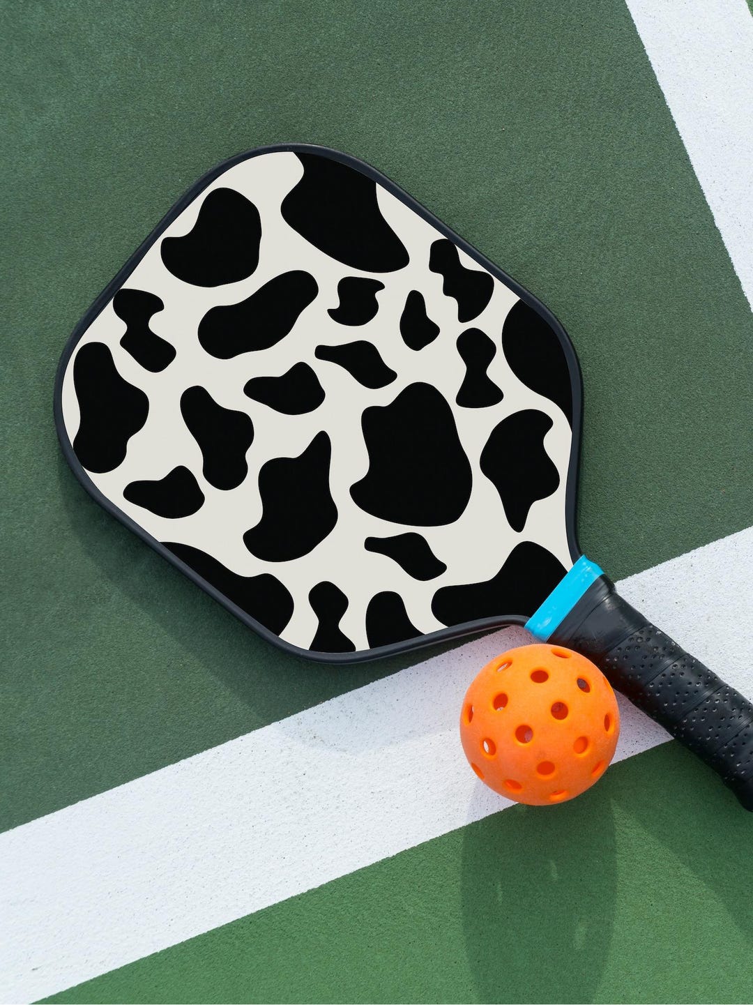 Colorful Pickleball Paddle With Fun Cow Print - Custom Pickleball Court ...