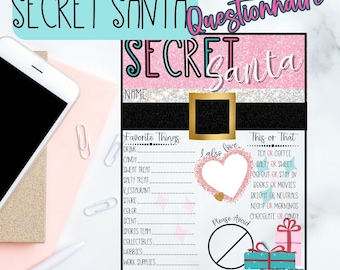 Secret Santa Questionnaire Survey , PRINTABLE - Etsy