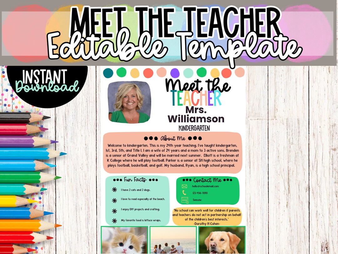 Meet the Teacher Template Editable Newsletter Back to School Printable ...