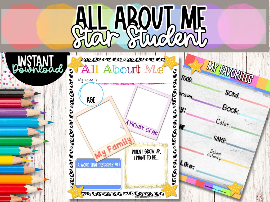All About Me Worksheet Star Student Activity All About Me Poster ...
