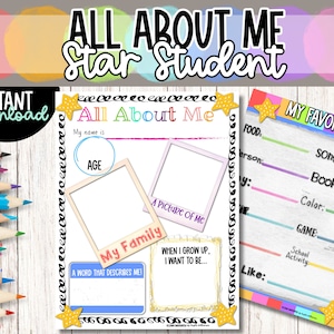All About Me Worksheet Star Student Activity All About Me Poster ...
