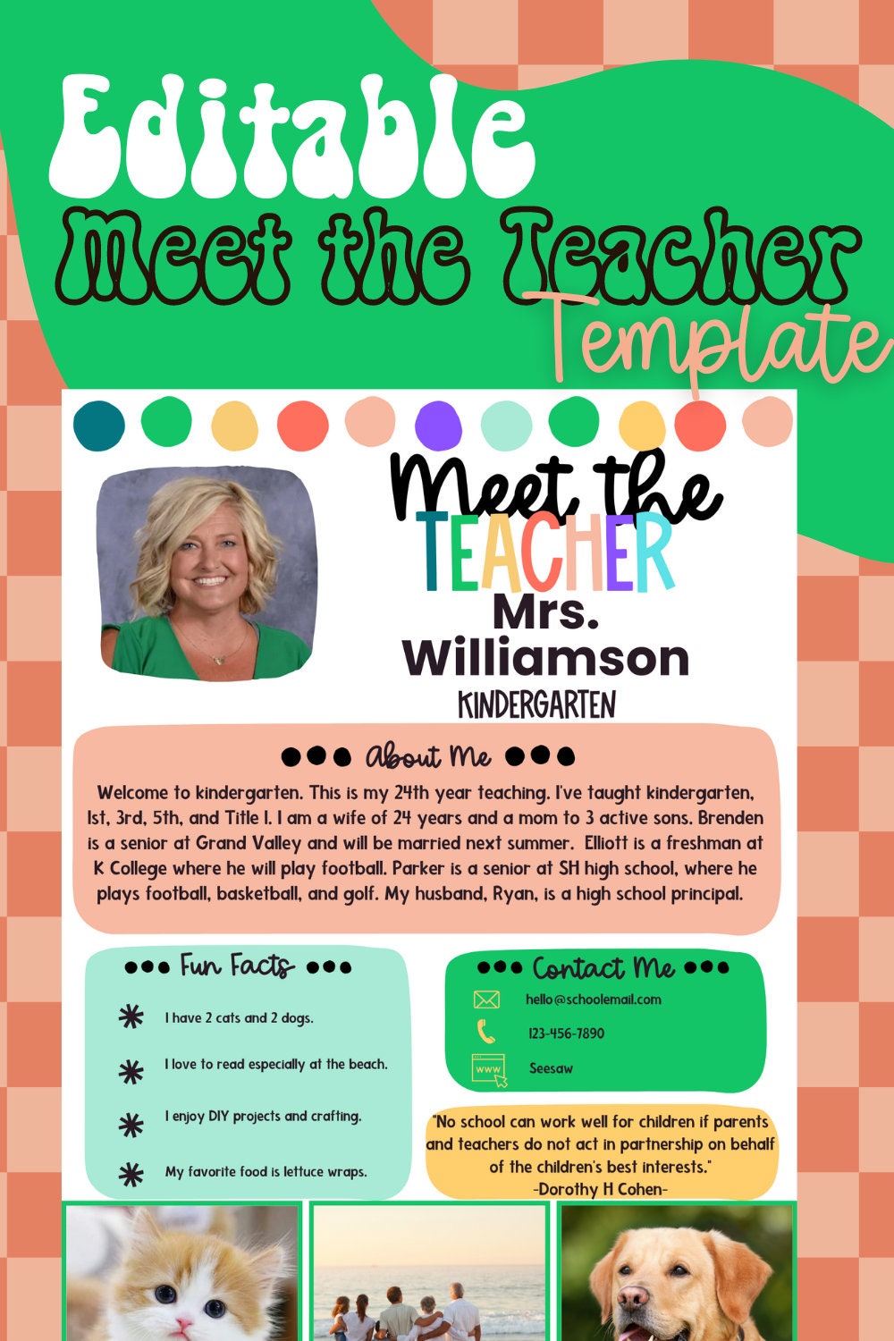 Meet the Teacher Template Editable Newsletter Back to School Printable ...