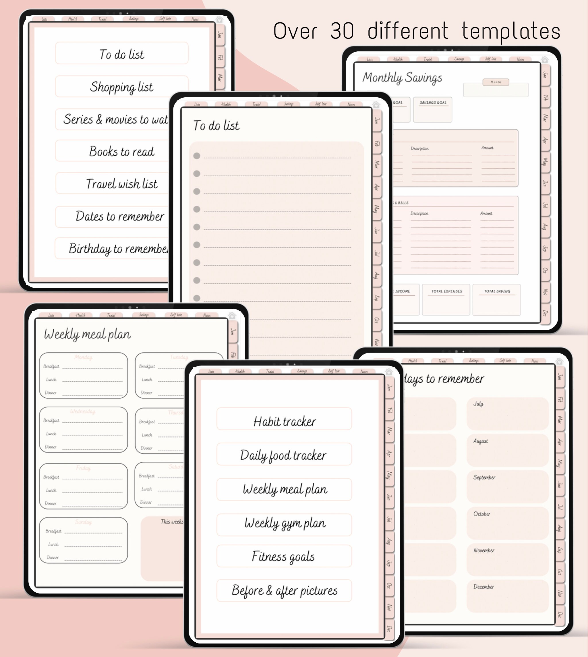 Blush Pink 2023 Dated Digital Planner: Personalised, Interactive, and ...