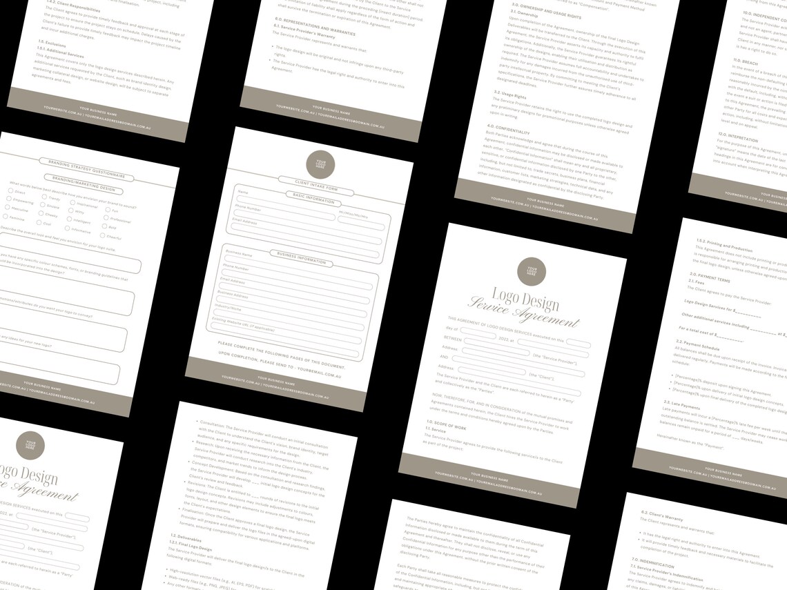 Editable Logo Design Service Agreement Template, Graphic Design ...
