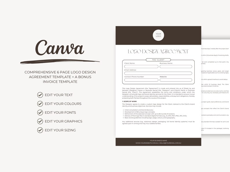 Logo Design Contract Template: Editable Client Service Agreement for ...