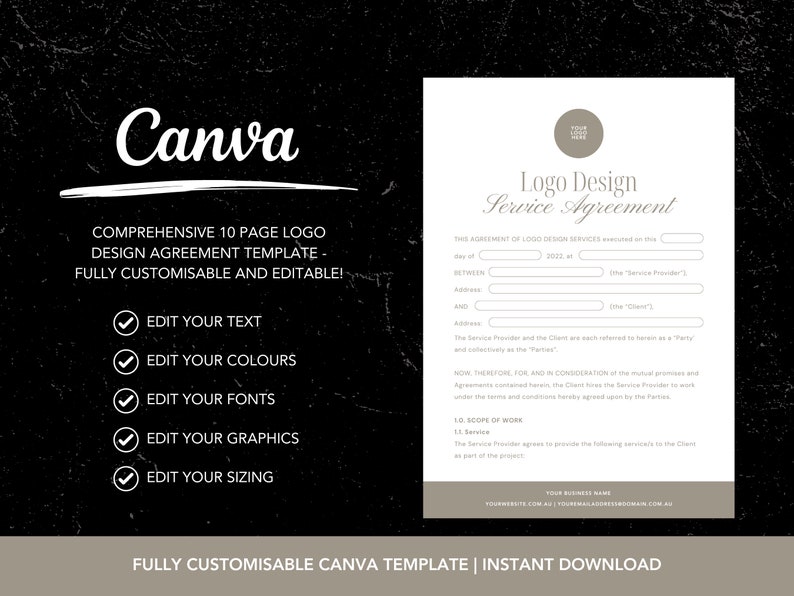 Editable Logo Design Service Agreement Template, Graphic Design ...