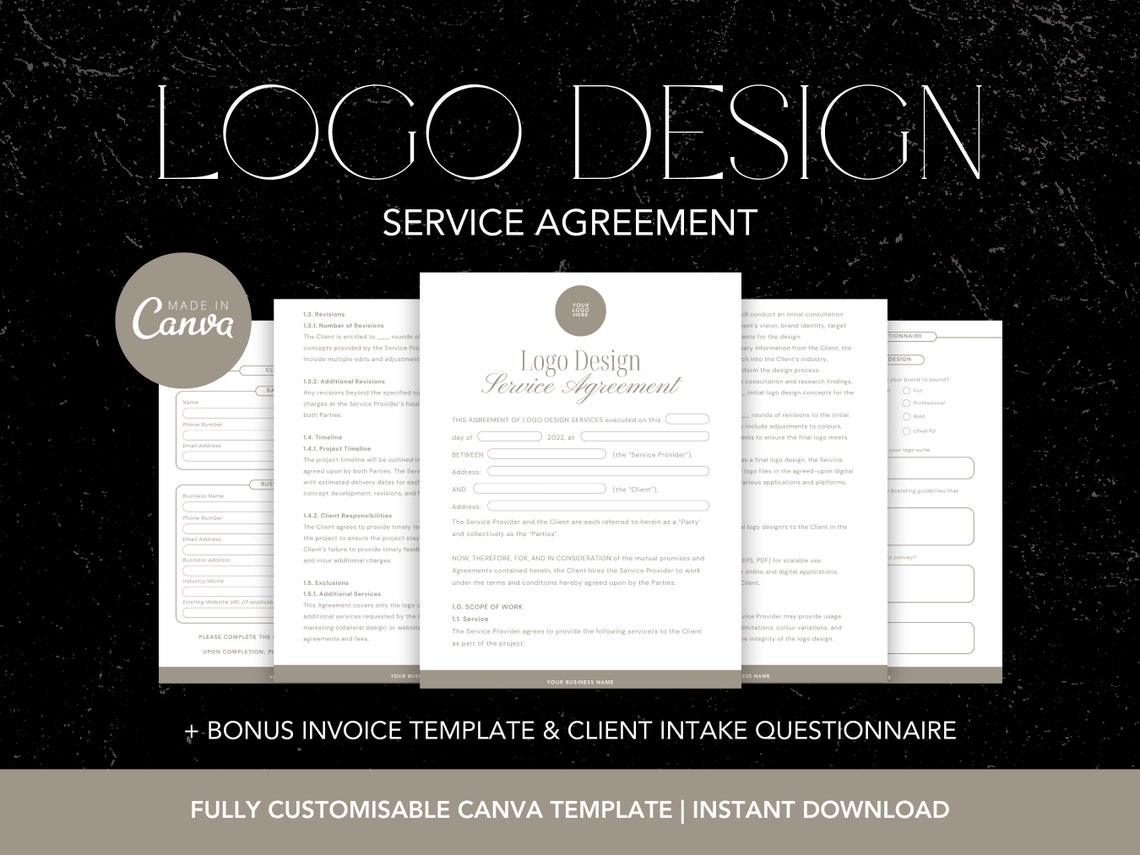 Editable Logo Design Service Agreement Template, Graphic Design ...