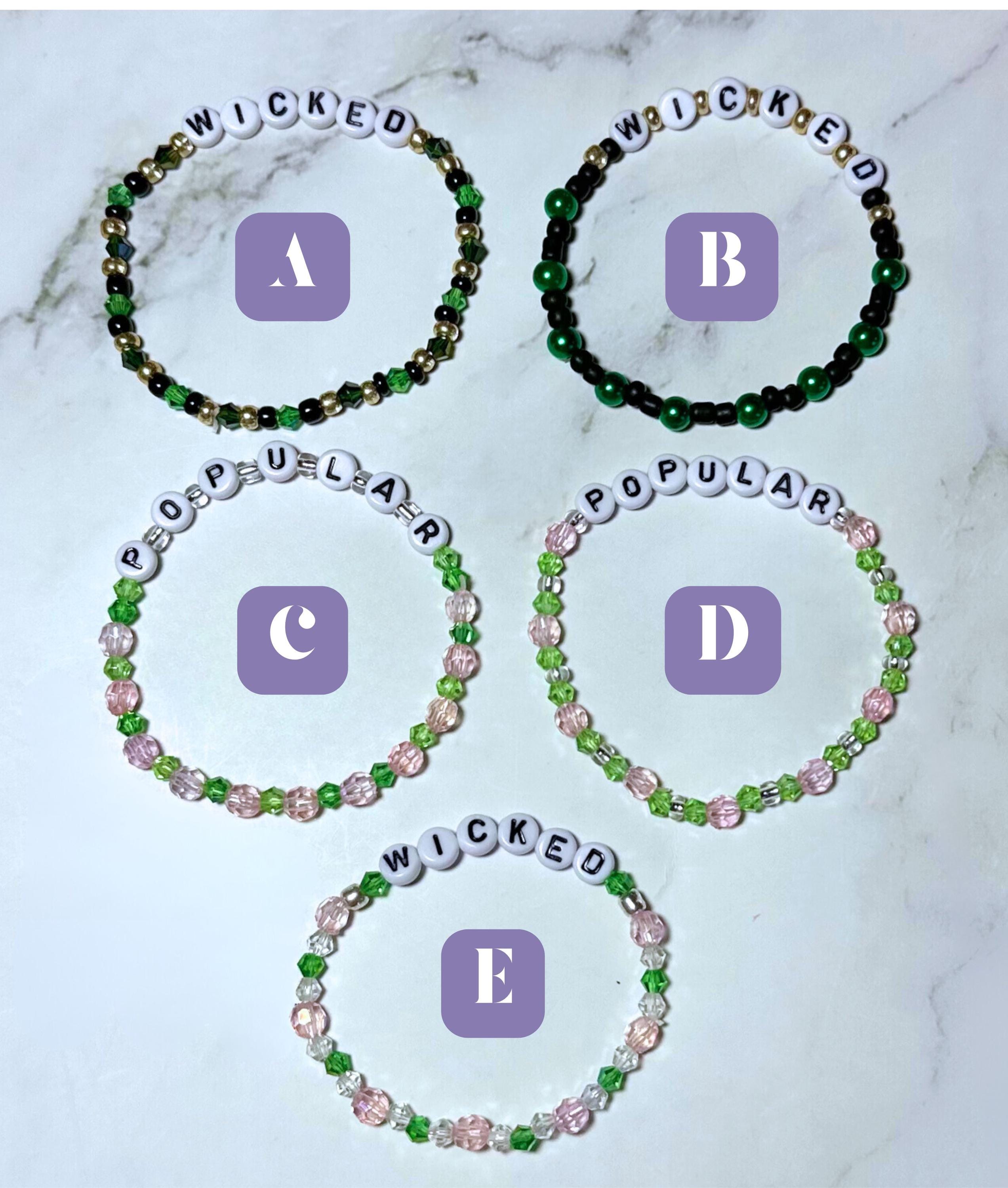 Wicked-themed Beaded Bracelets | Wicked Broadway Musical Movie Gift ...