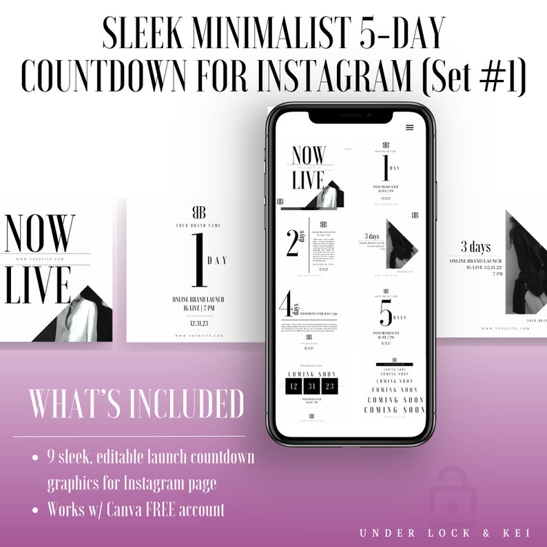 5-day Minimalist Instagram Countdown Launch Canva Template Editable ...