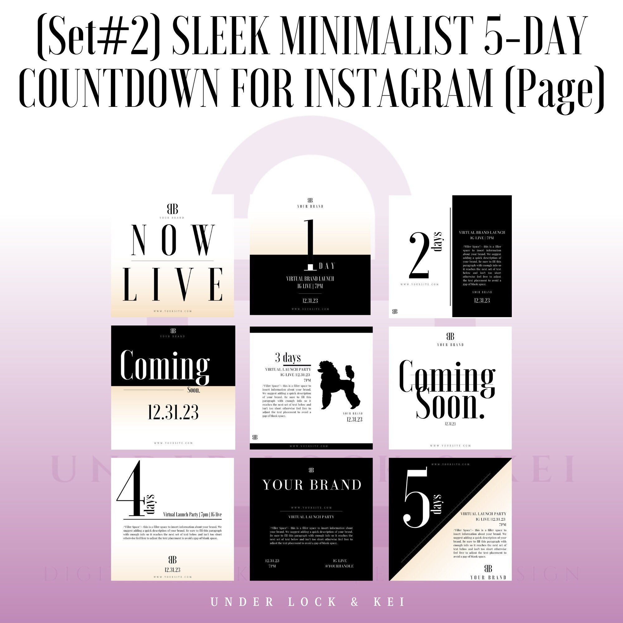 5-day Minimalist Instagram Countdown Launch Canva Template - Etsy