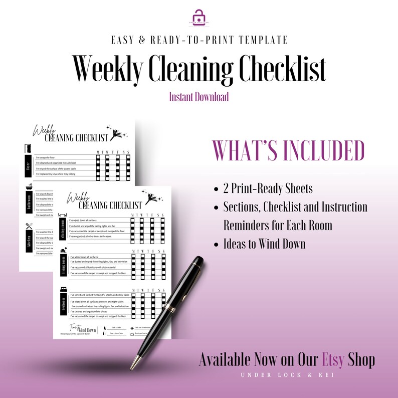 Weekly Cleaning Checklist (print-ready) 8x11in. - Etsy