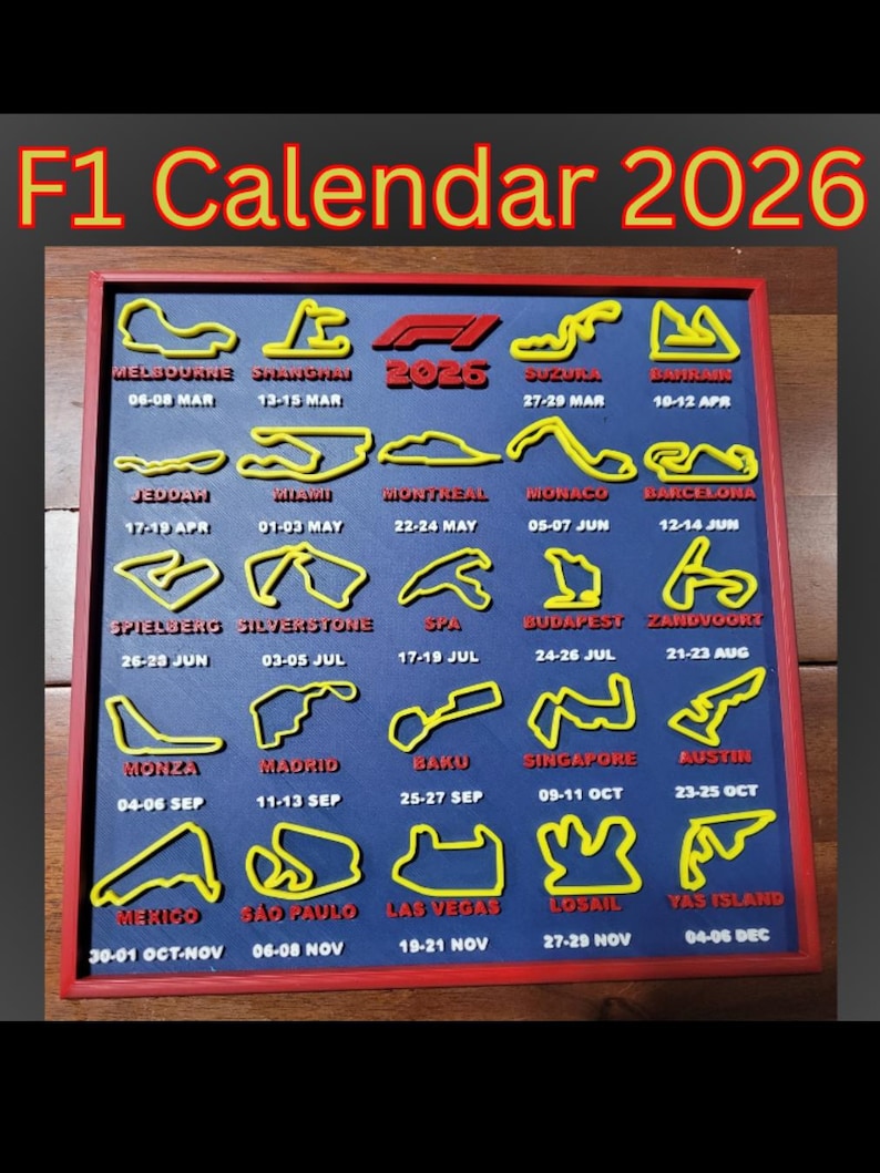 F1 2026 Calendar, Formula 1, Gift, Present - Etsy Canada