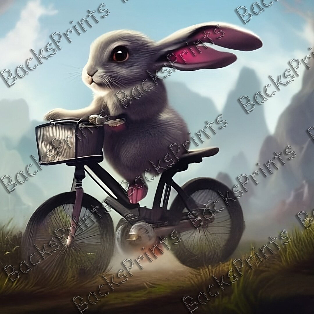 Cool Bunny Riding a Bike - Etsy
