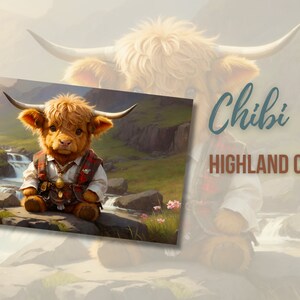 Chibi Highland Cow1 premium 3xjpg, Digital Art for Wallpaper for ...