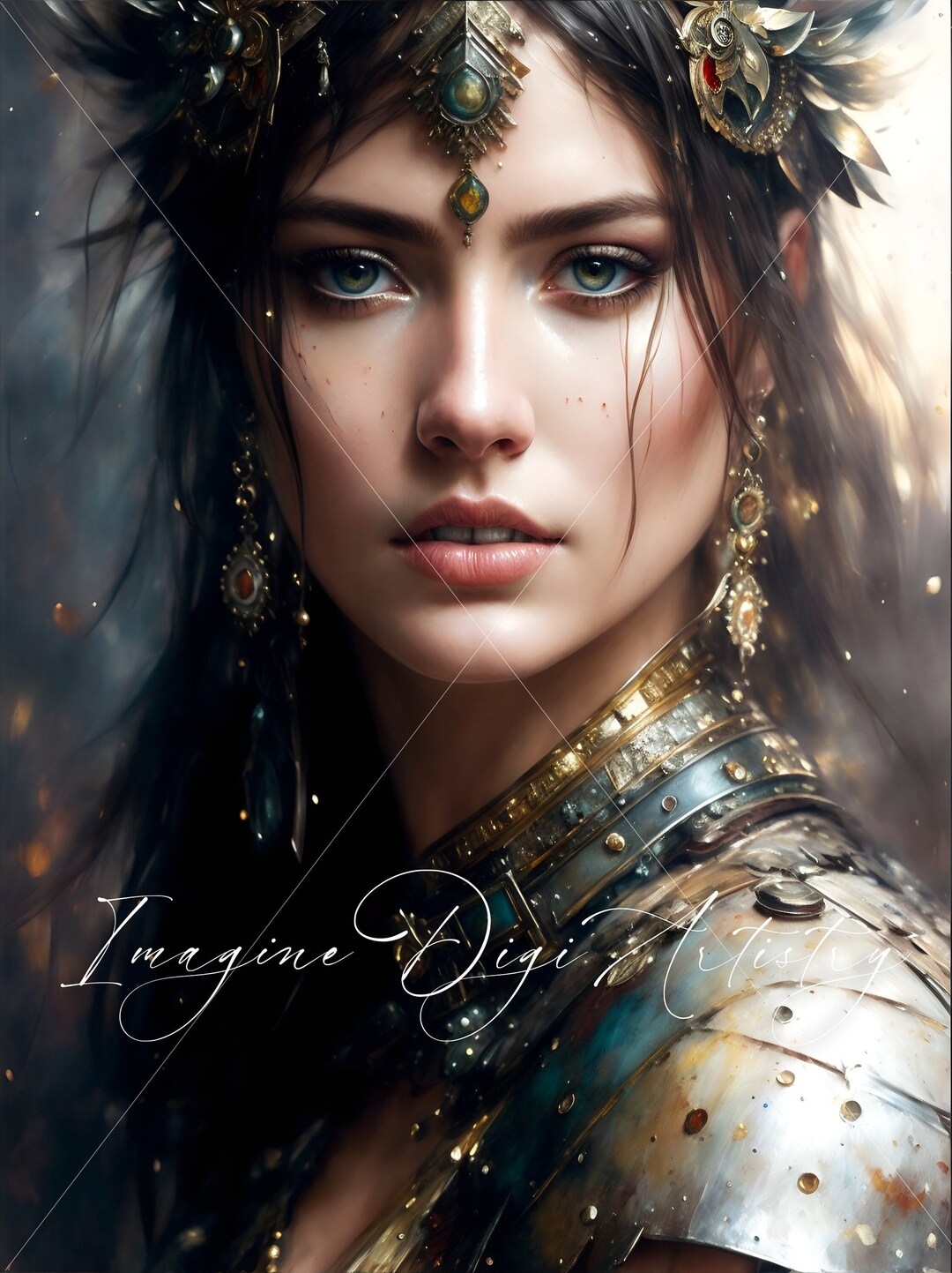 Beautiful Warrior Queen premium, Digital Art for Wallpaper for Instant ...