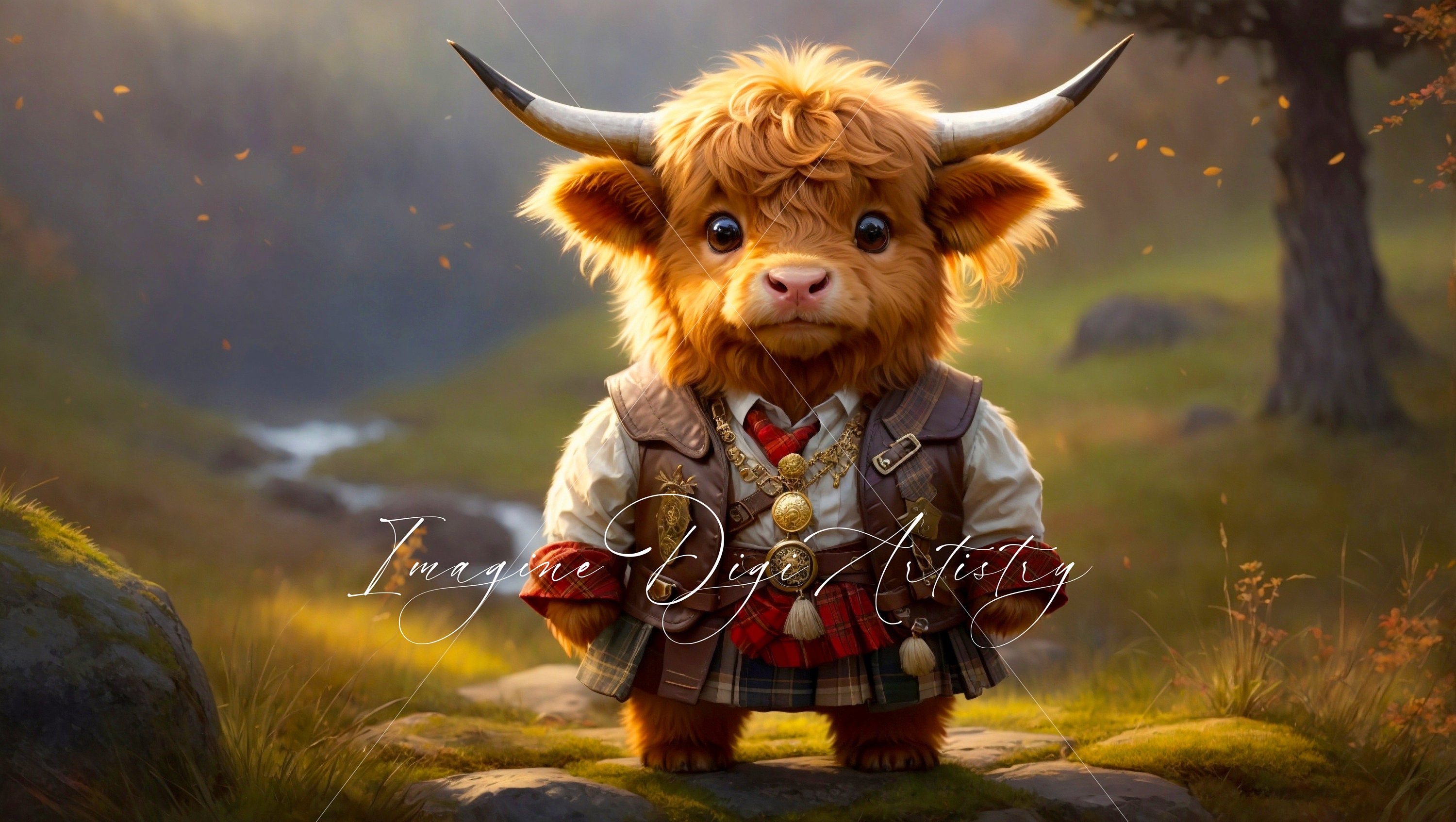 Chibi Highland Cow2 premium 3xjpg, Digital Art for Wallpaper for ...