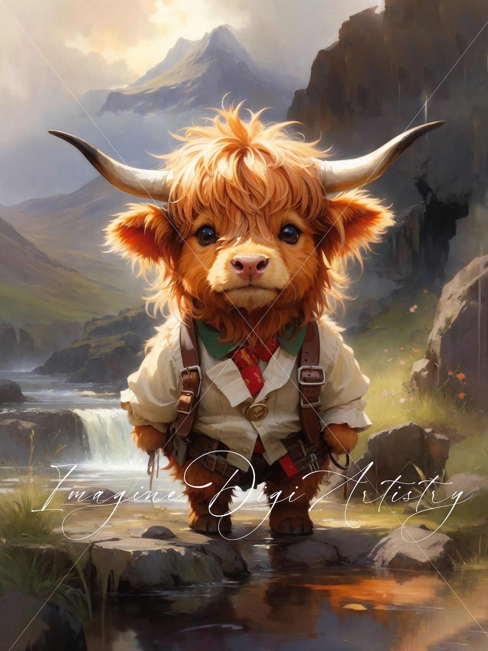 Chibi Highland Cow Collection premium 8xjpg, Digital Art for Wallpaper ...