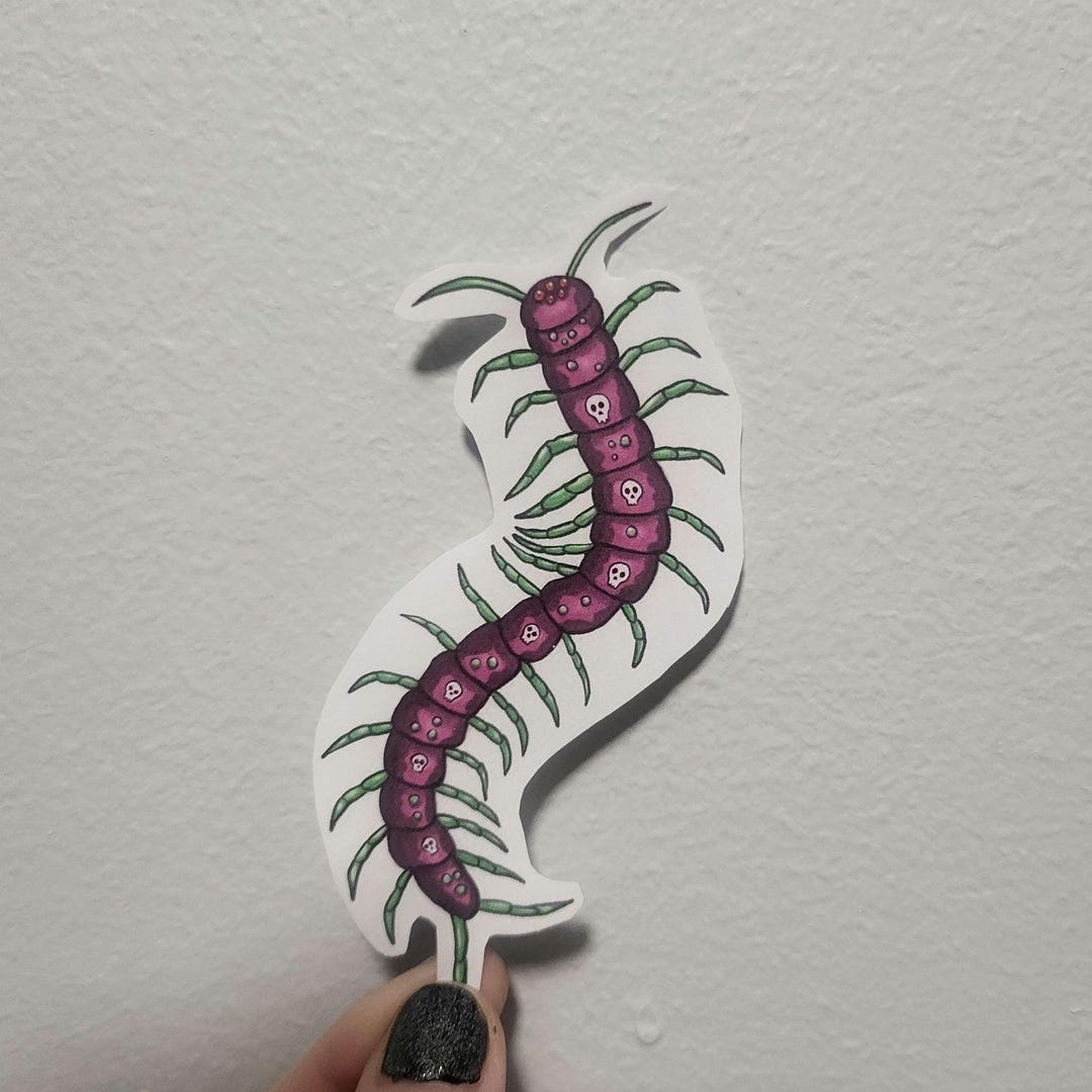 Skull Centipede Vinyl Sticker Halloween Creature, Spooky, Purple and ...
