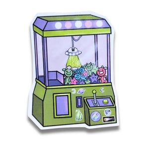 Claw Machine Vinyl Sticker, Cute Cosmic Plushie Vending Machine, UFO ...