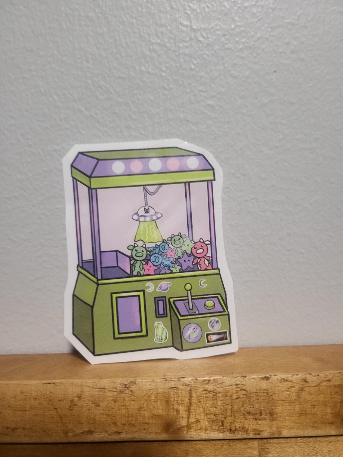Claw Machine Vinyl Sticker, Cute Cosmic Plushie Vending Machine, UFO ...